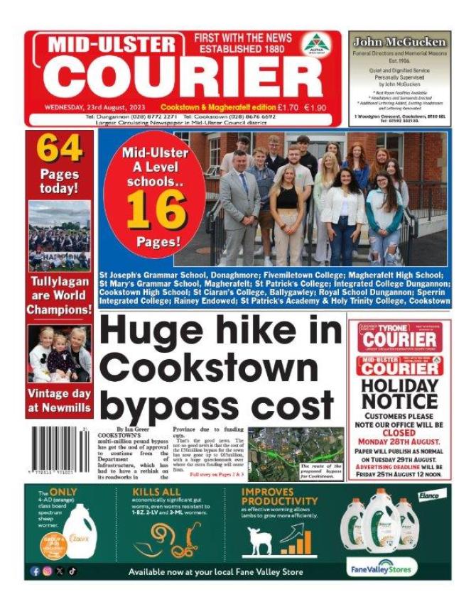 Don't miss your packed Mid-Ulster Courier featuring Cookstown and ...